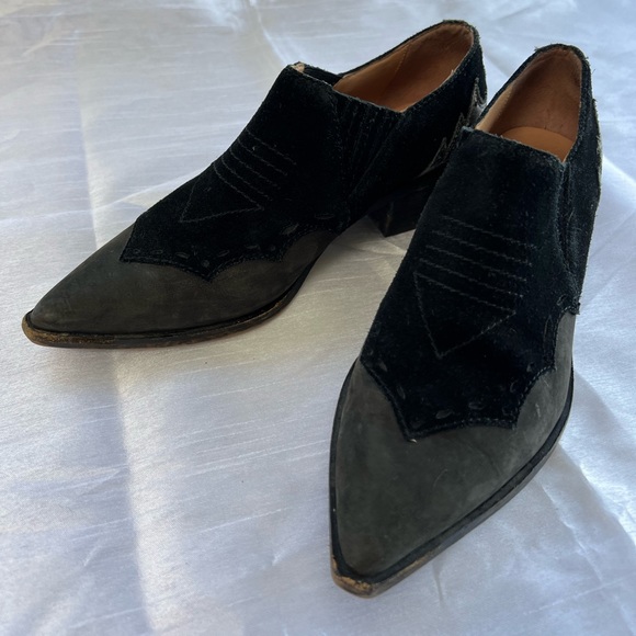 Paolo | Shoes | Linea Paolo Two Tone Suede Leather Black Booties ...